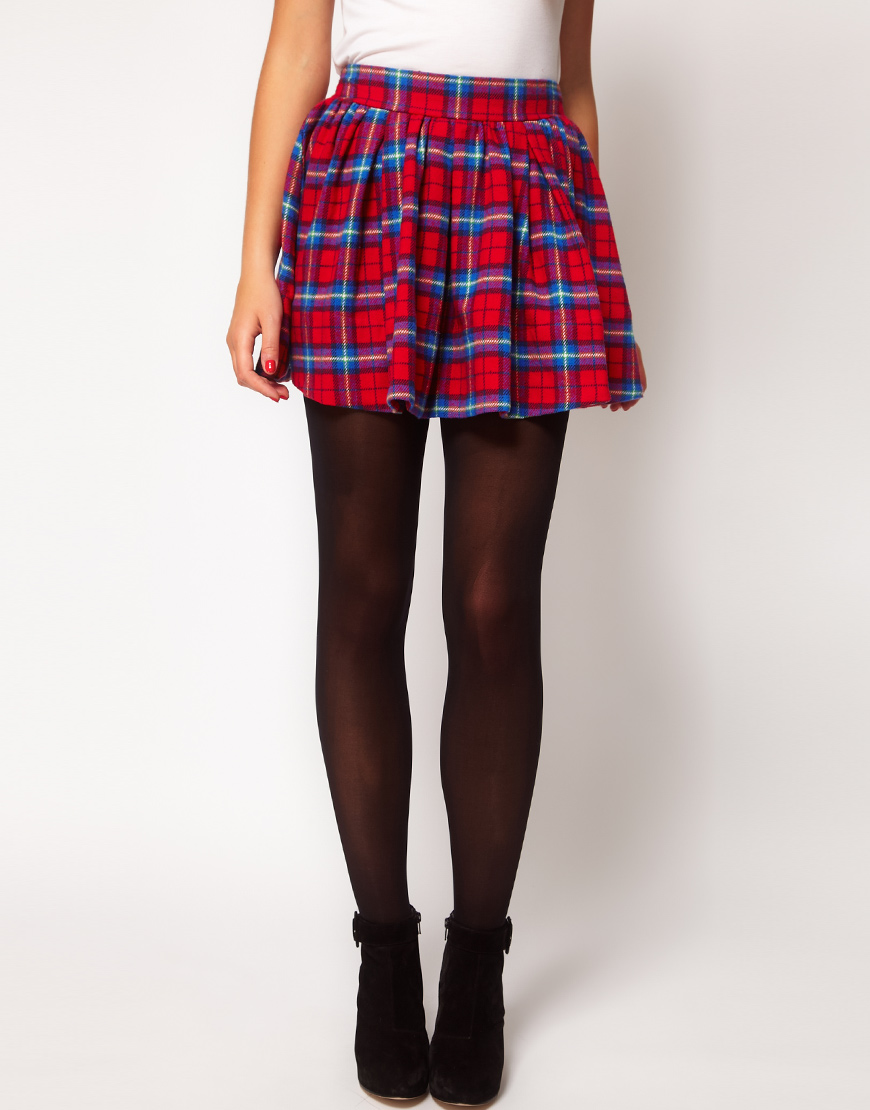 Lyst Asos Collection Skater Skirt In Tartan In Red