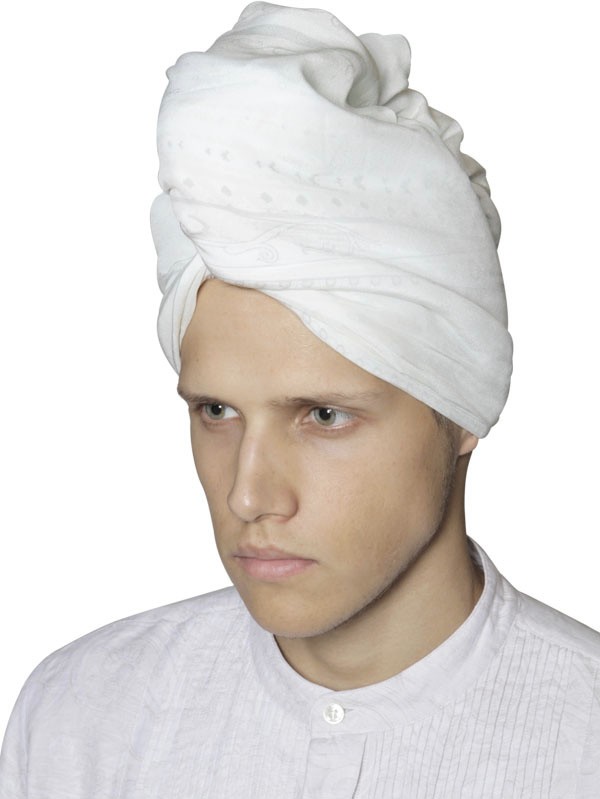 Etro Paisley Jacquard Silk Turban in White for Men - Lyst