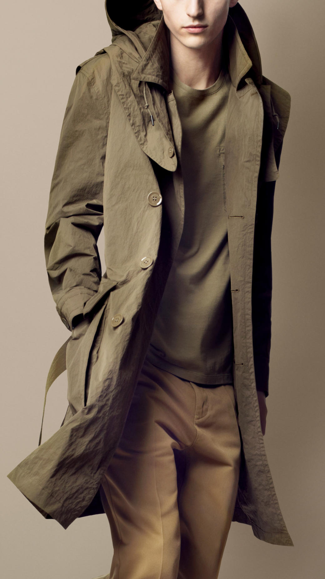 Burberry Brit Long Hooded Trench Coat in Natural for Men | Lyst