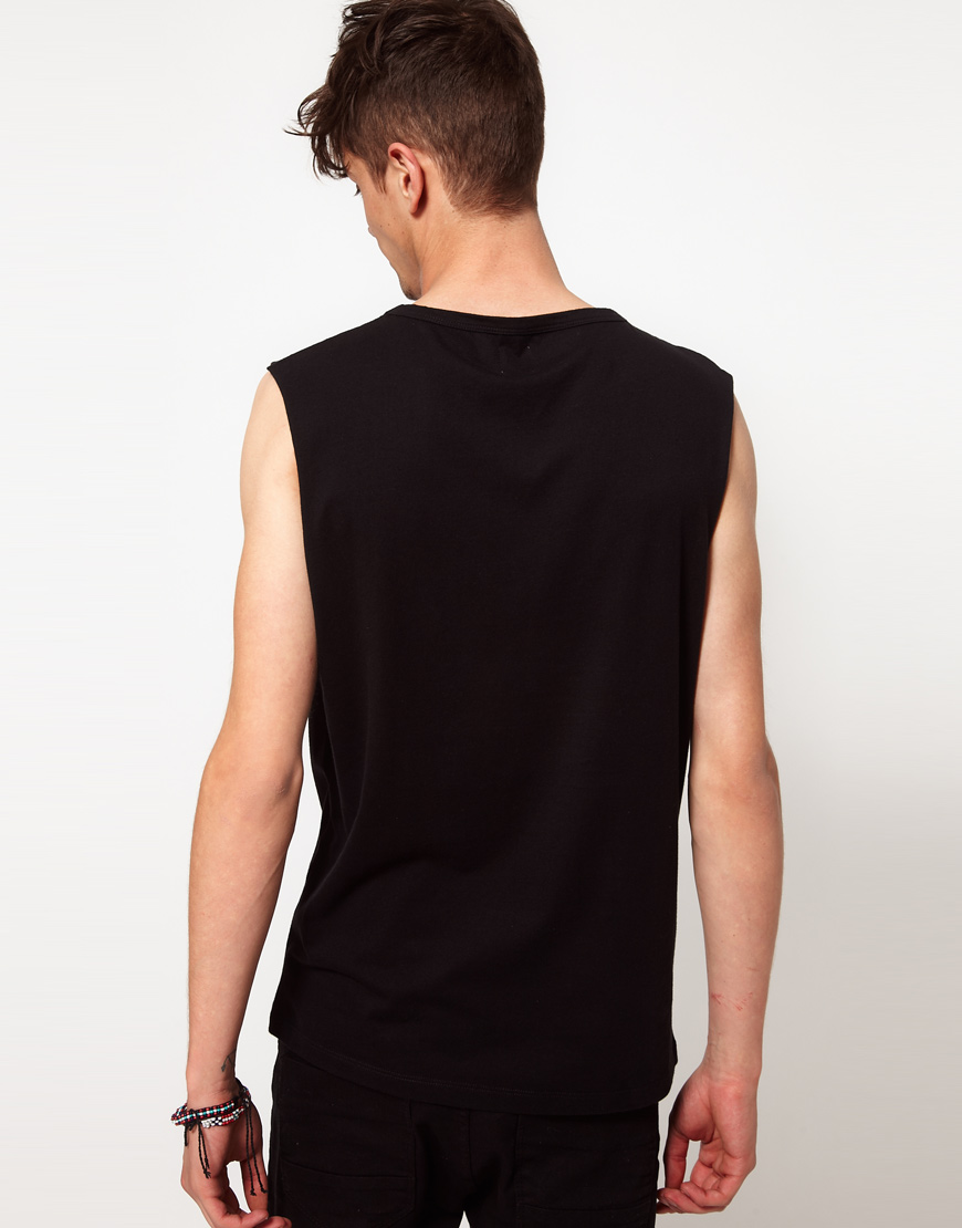 Asos Sleeveless T Shirt With Filth Print In Black For Men Lyst