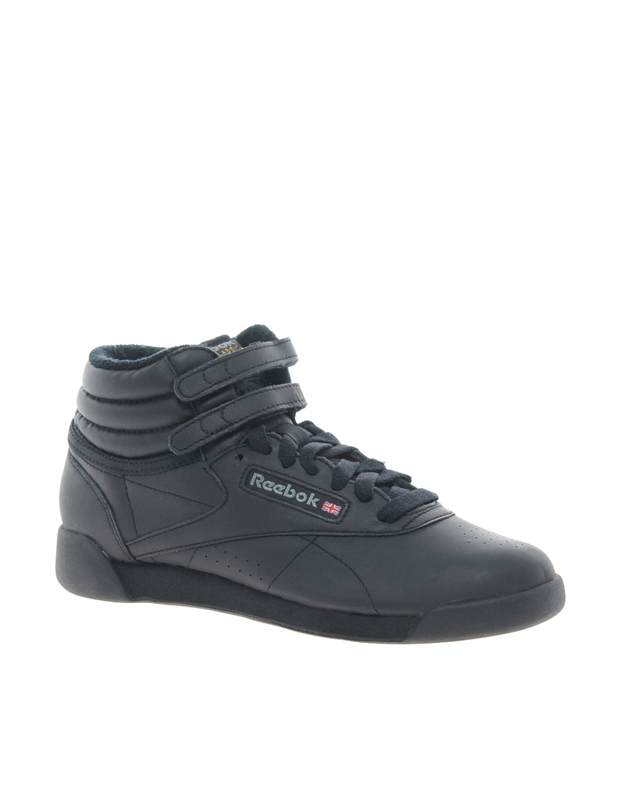 Reebok Freestyle Black High Top Sneakers In Black Lyst