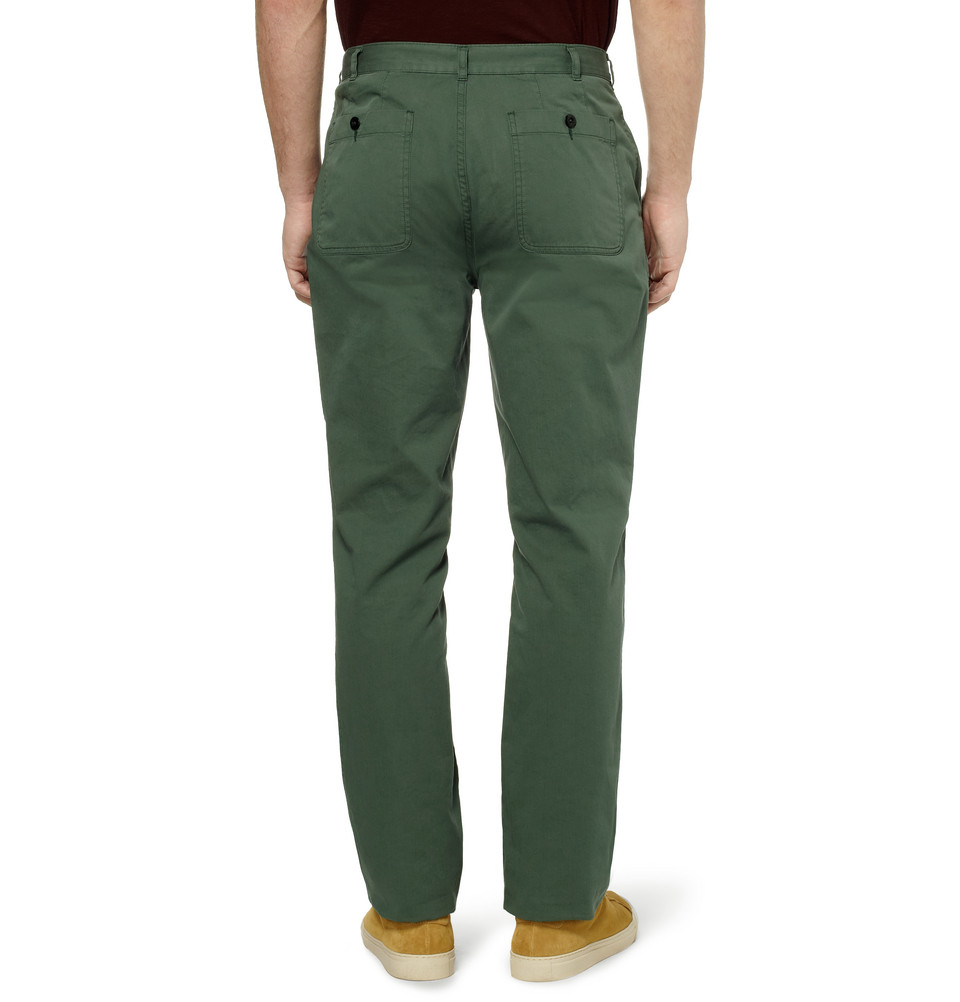 Margaret Howell Mhl Cotton Trousers in Green for Men - Lyst