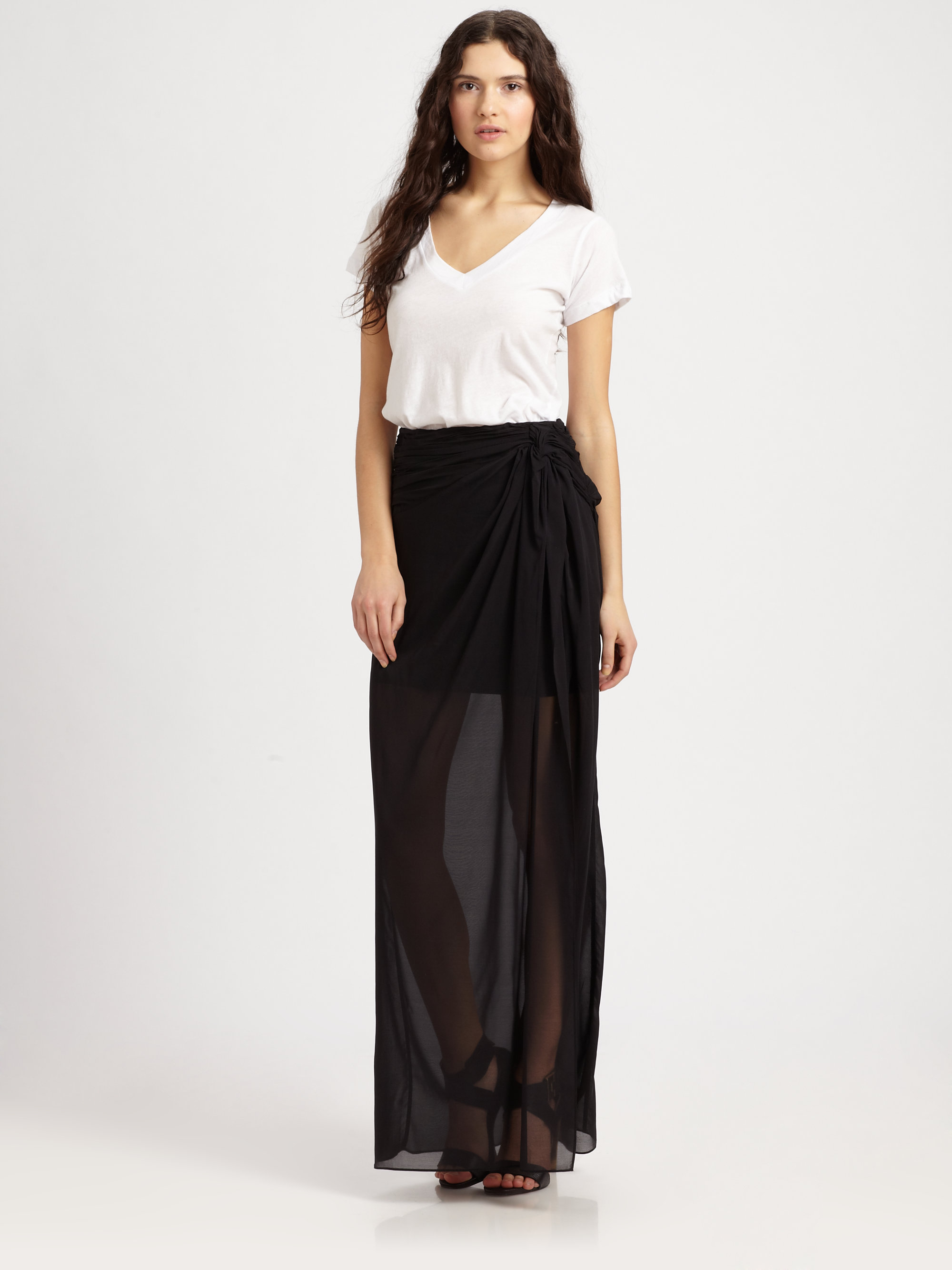 Lyst Alice Olivia Silk Sarong Skirt In Black