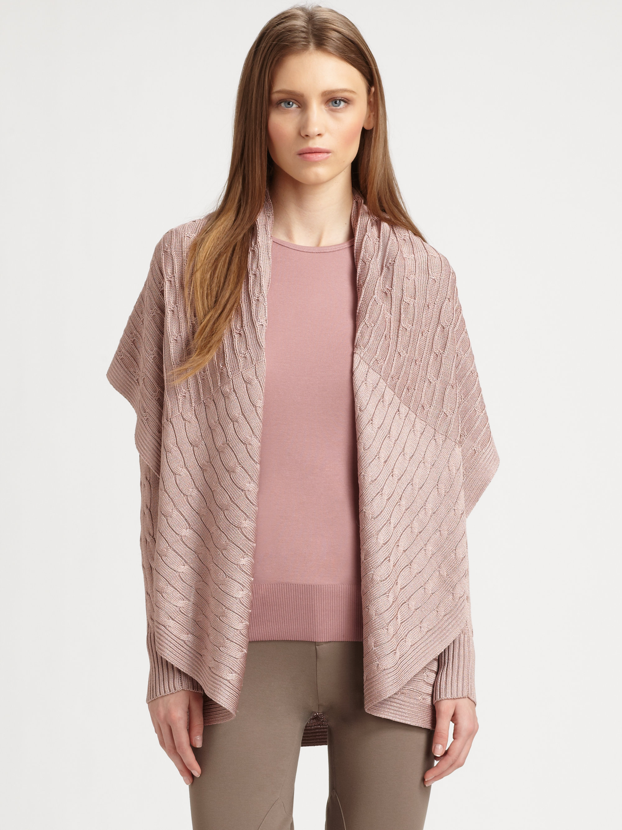 Lyst Ralph Lauren Black Label Silk Circle Cardigan In Pink
