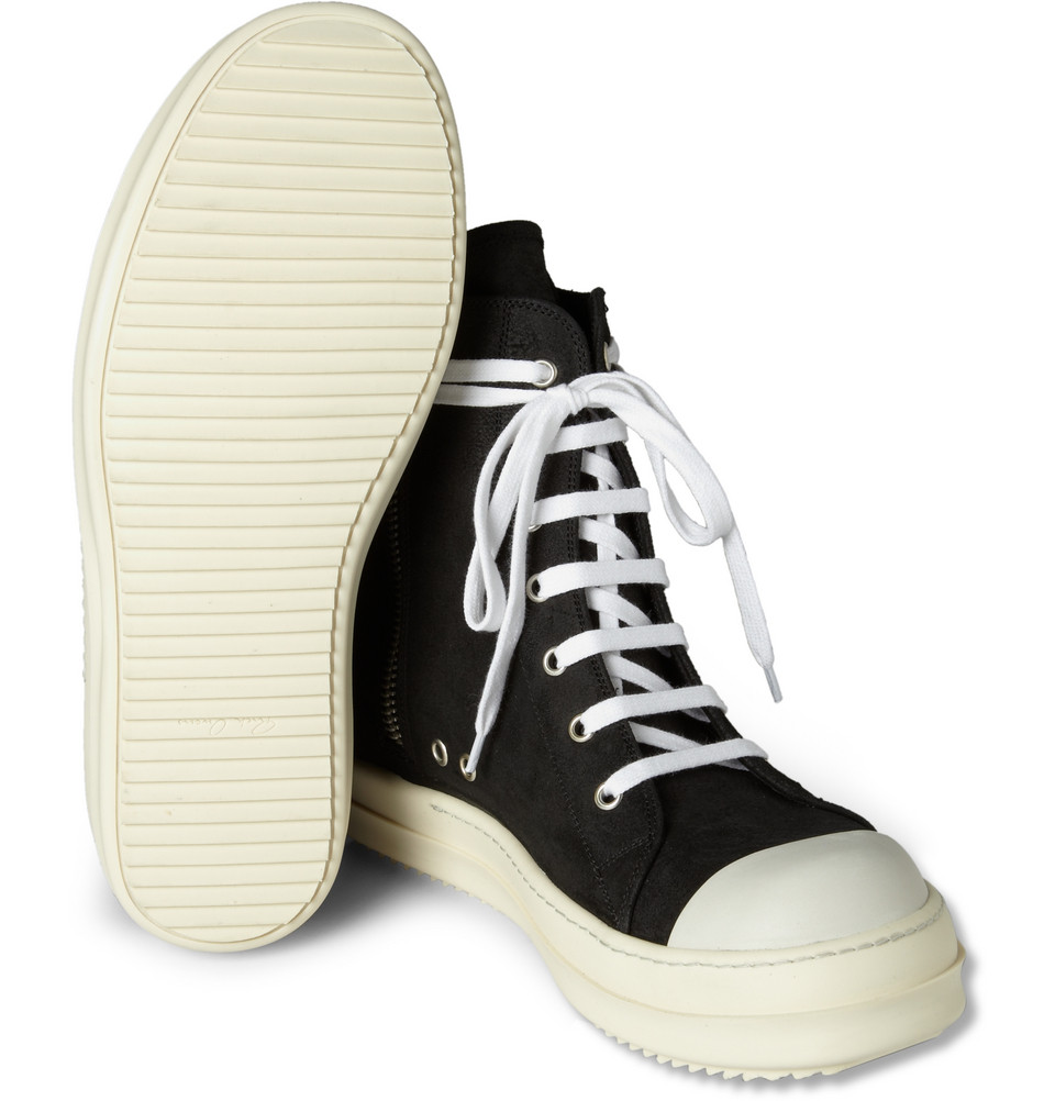 Rick Owens Ramones High Top Suede Sneakers in Black for Men - Lyst