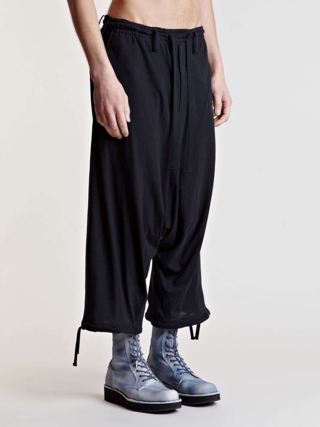 Yohji Yamamoto Mens Jersey Drop Crotch Pants In Black For Men Lyst