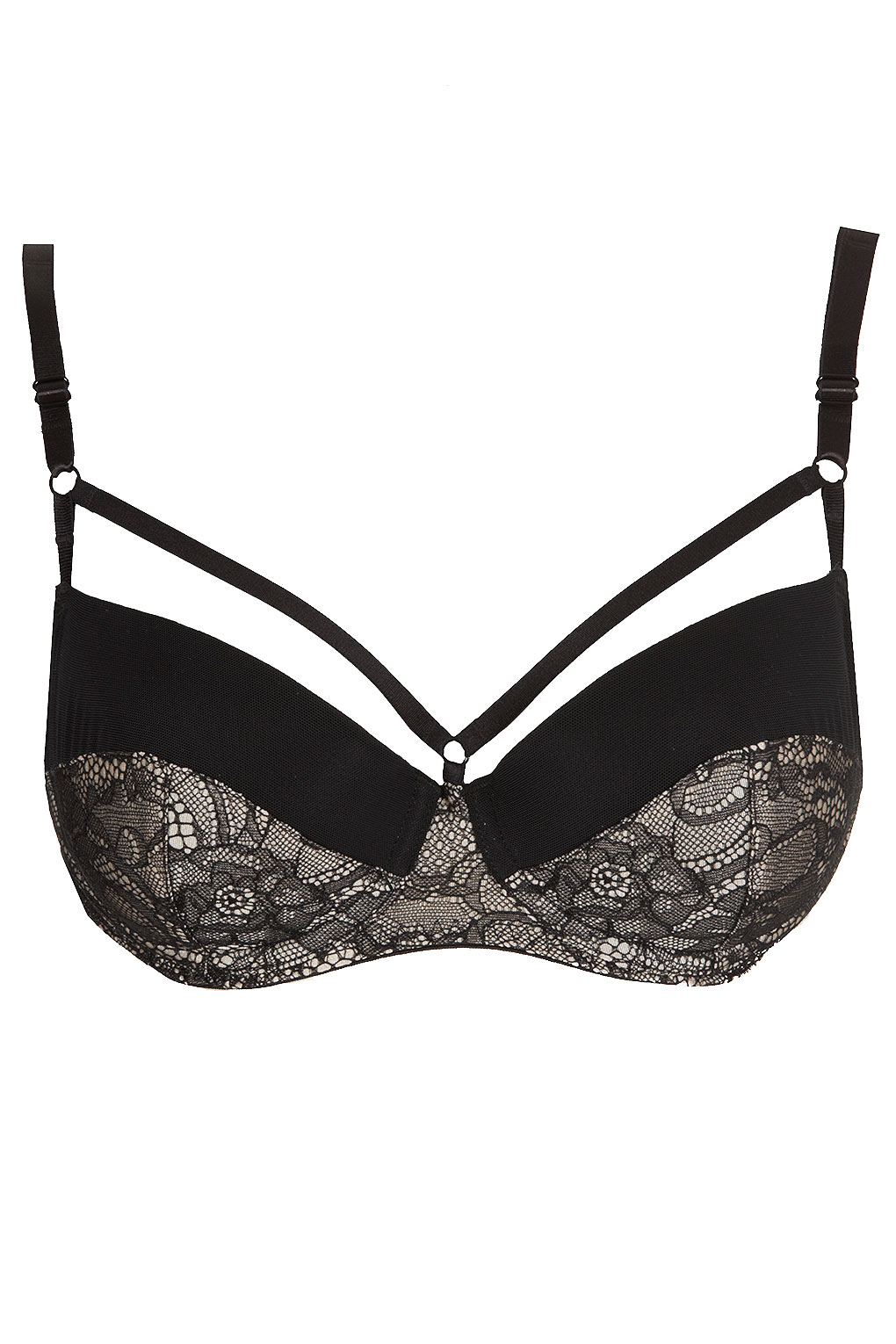 Topshop Lace Harness Balcony Bra In Black Lyst