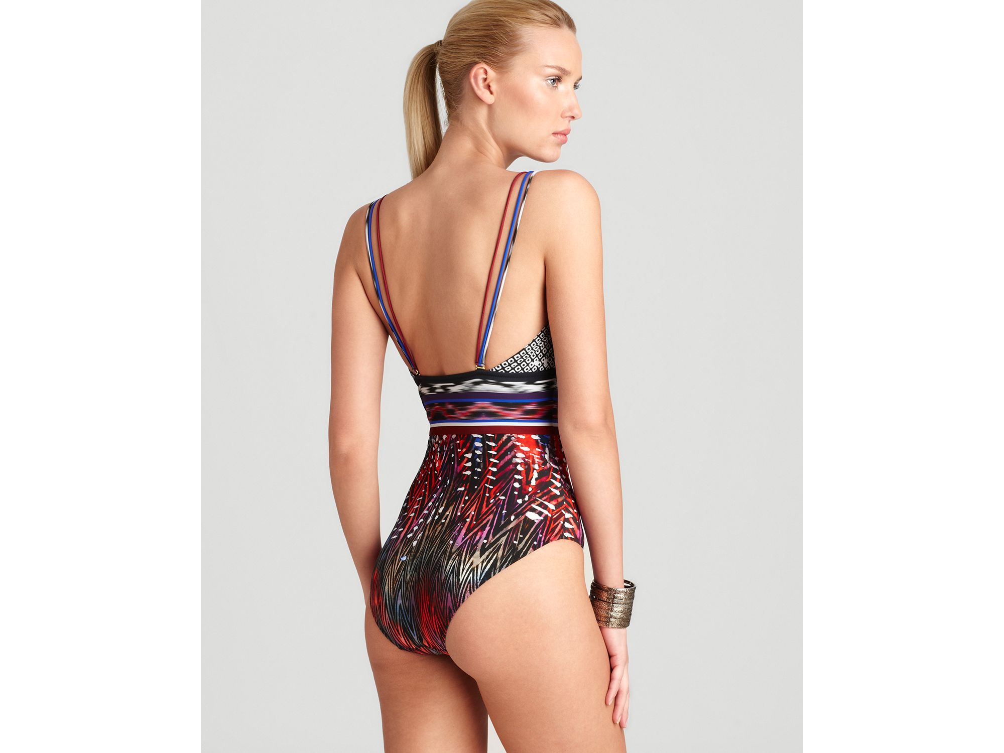 Lyst Gottex Surplice Bra One Piece Swimsuit In Blue