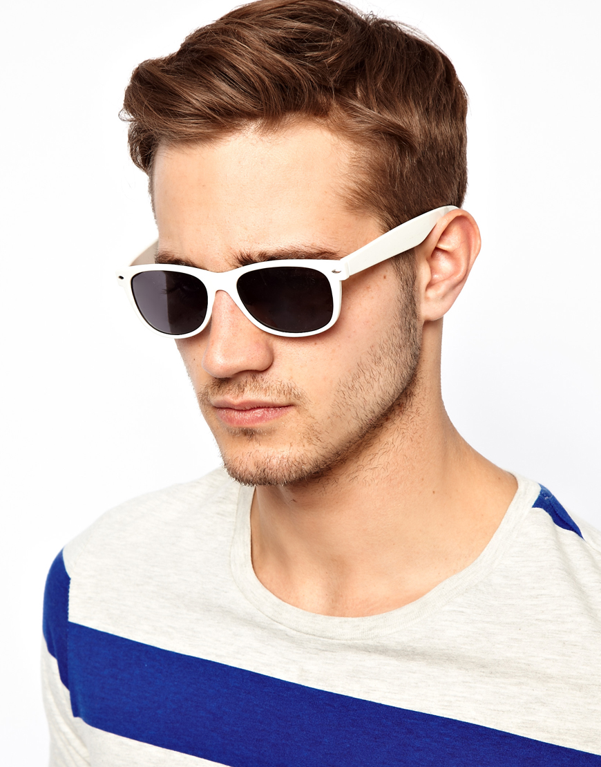 River Island Wayfarer Sunglasses In White For Men Lyst