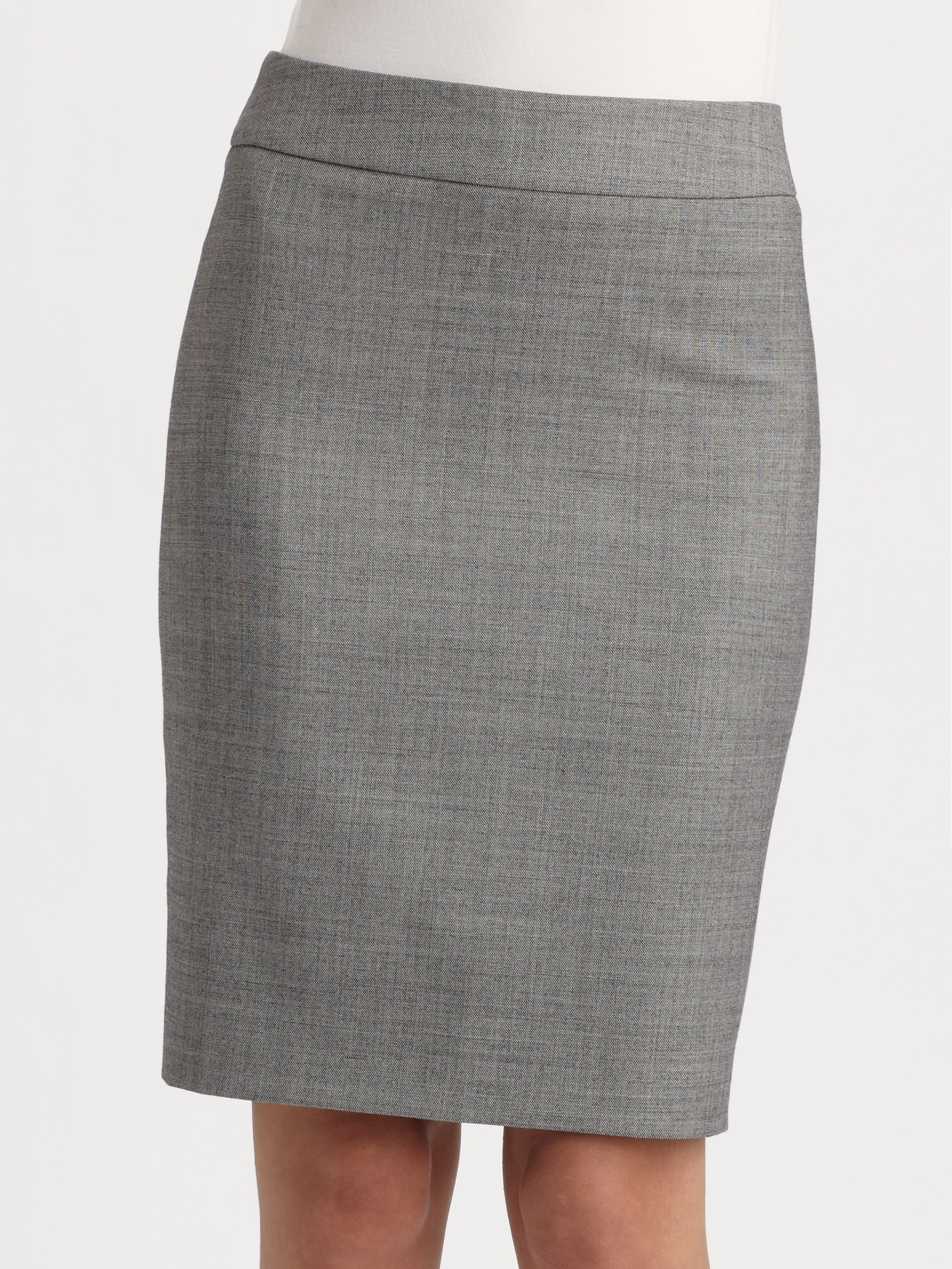 Armani Melange Wool Pencil Skirt in Gray | Lyst