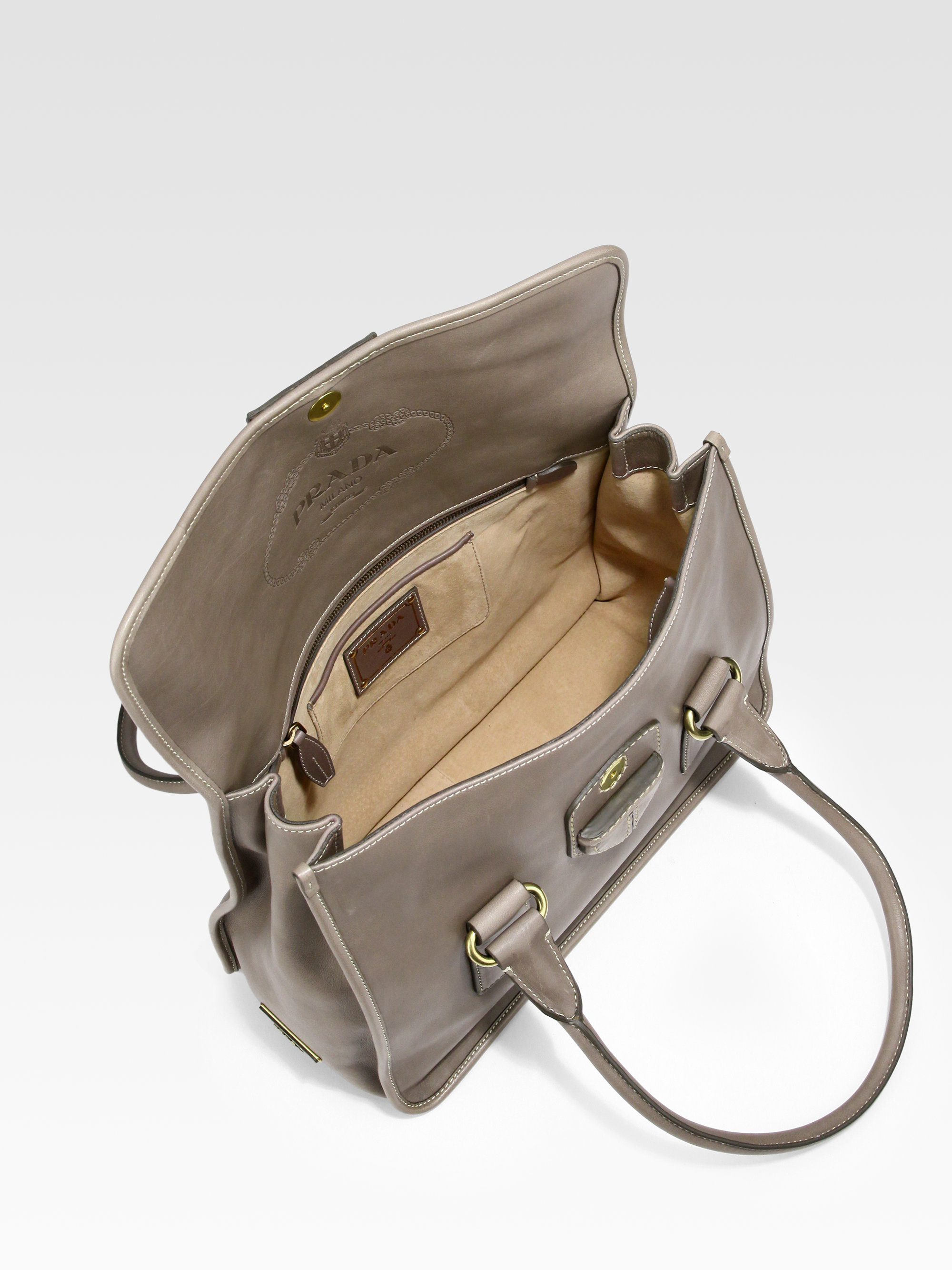 Prada Leather Handbag Clay Gray Leather Sofa | semashow.com