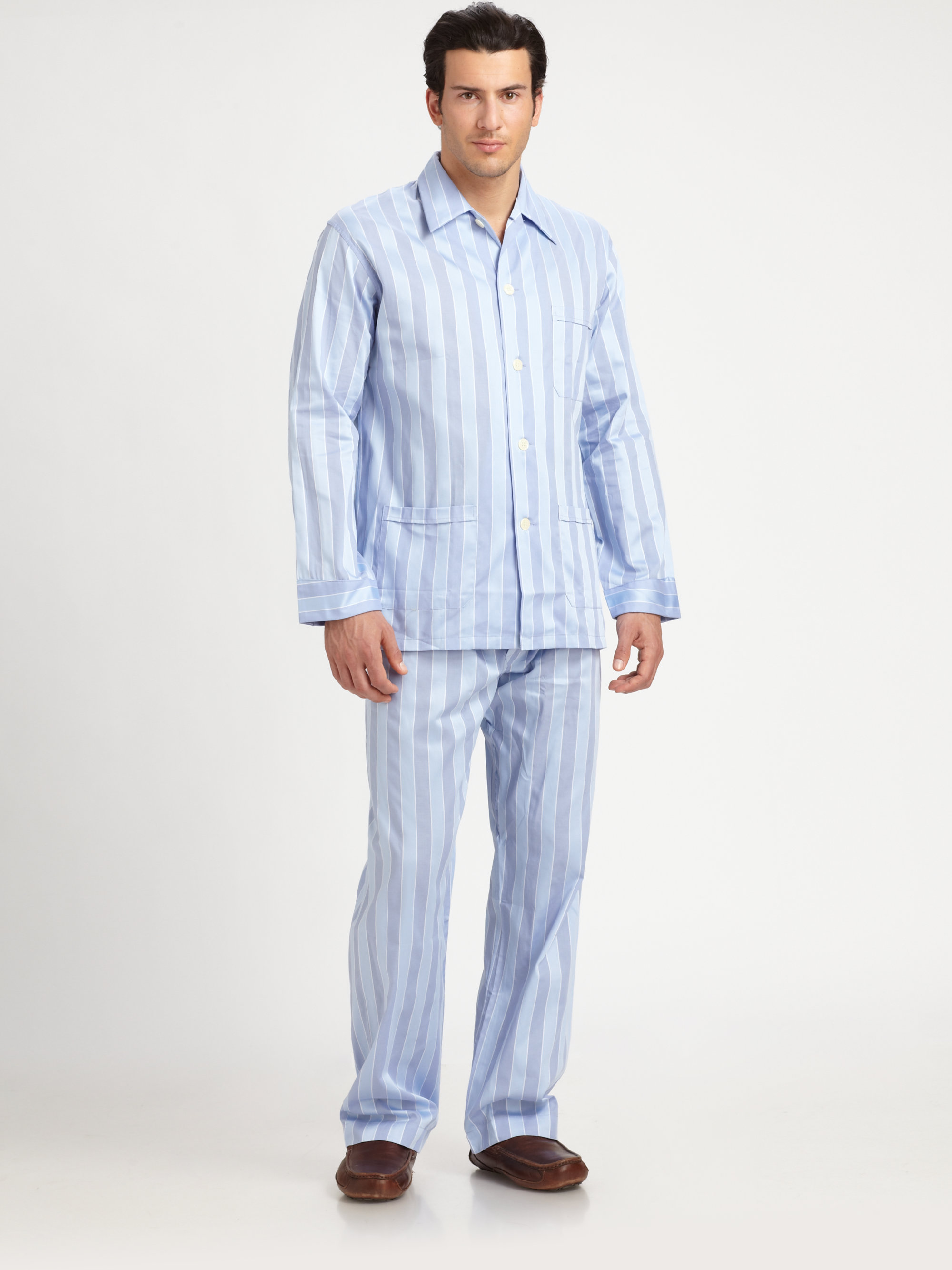 Derek Rose Classic Cotton Pajama Set in Cloud (Blue) for Men - Lyst