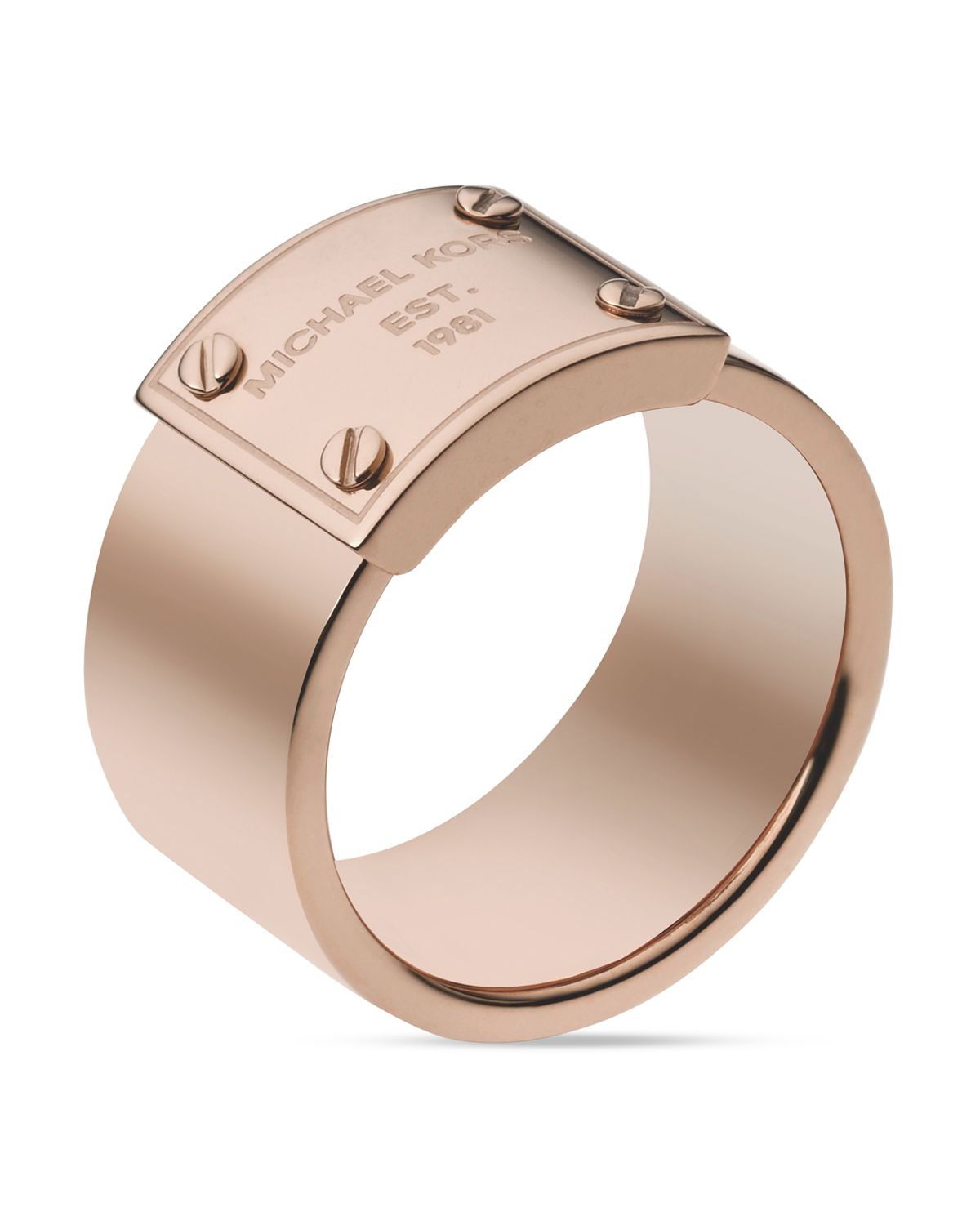 Michael kors Logo Plate Ring in Gold | Lyst