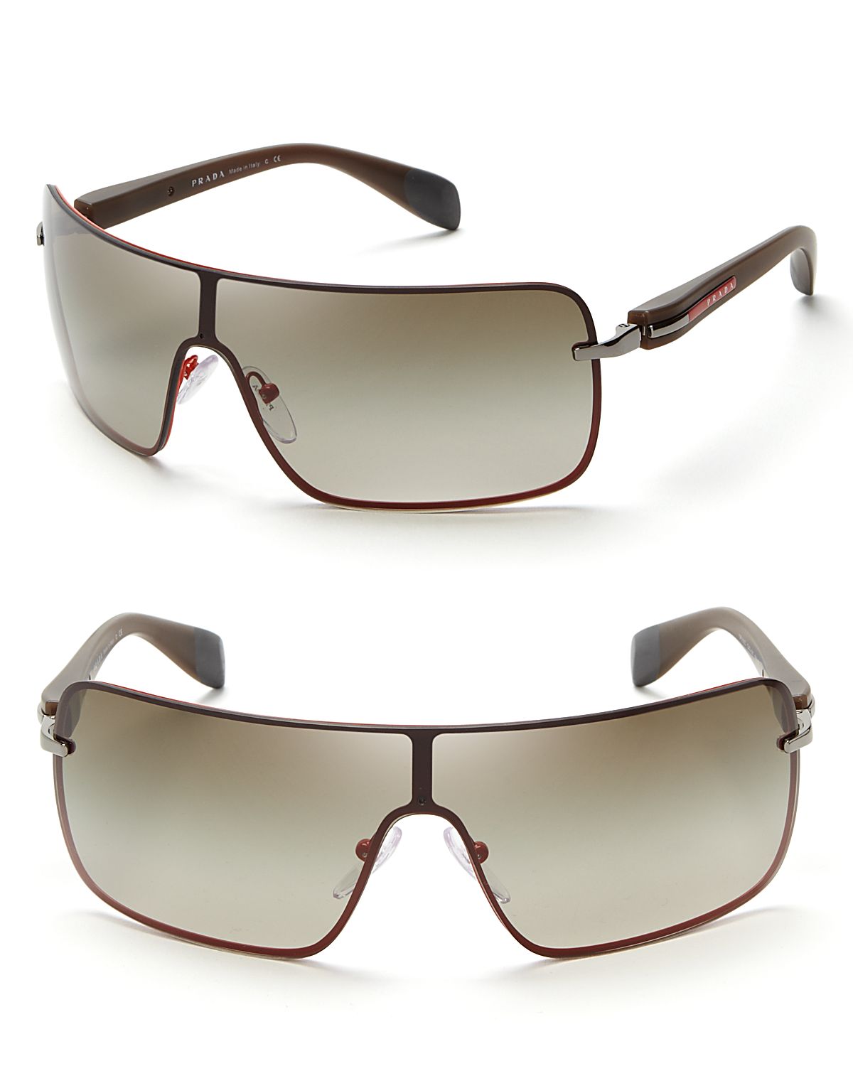 Prada Shield Sunglasses In Orange For Men Lyst