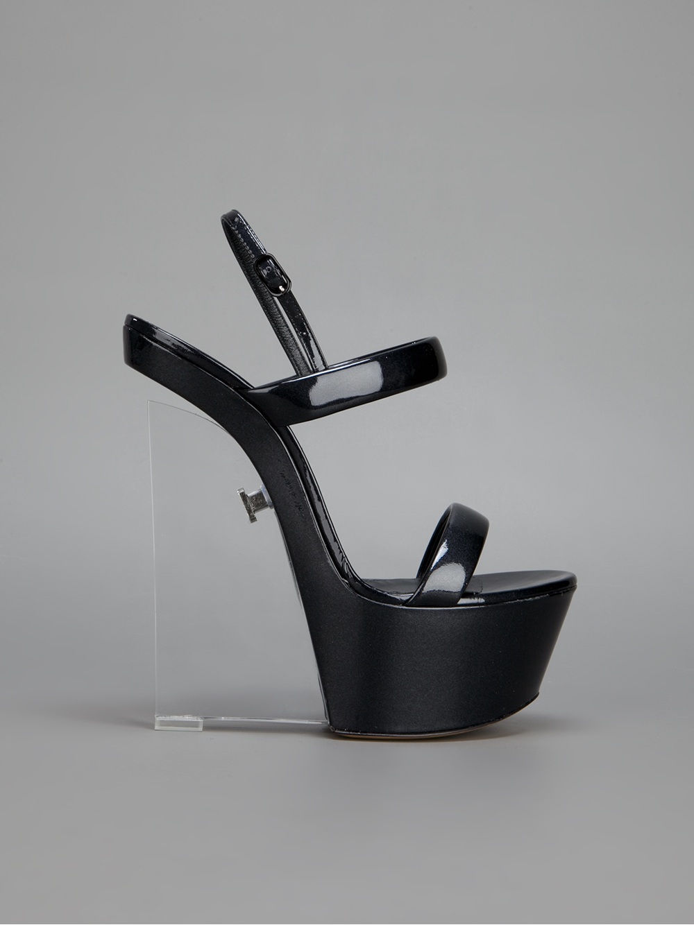 Casadei Perspex Wedge Sandal in Black - Lyst