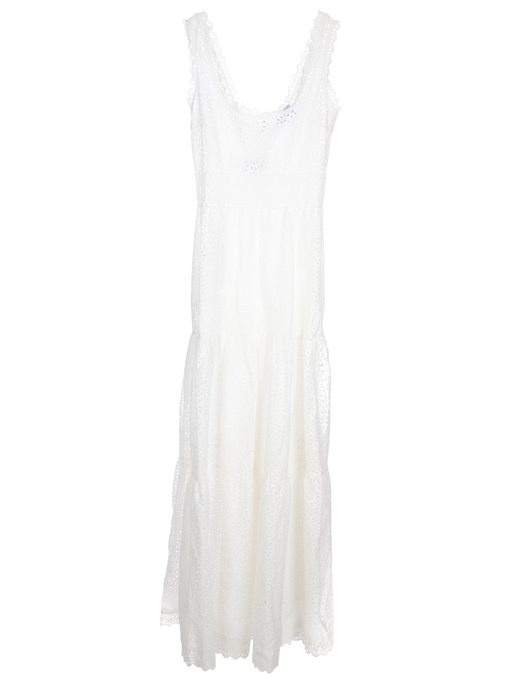 Luisa Beccaria Eyelet Maxi Dress in White | Lyst