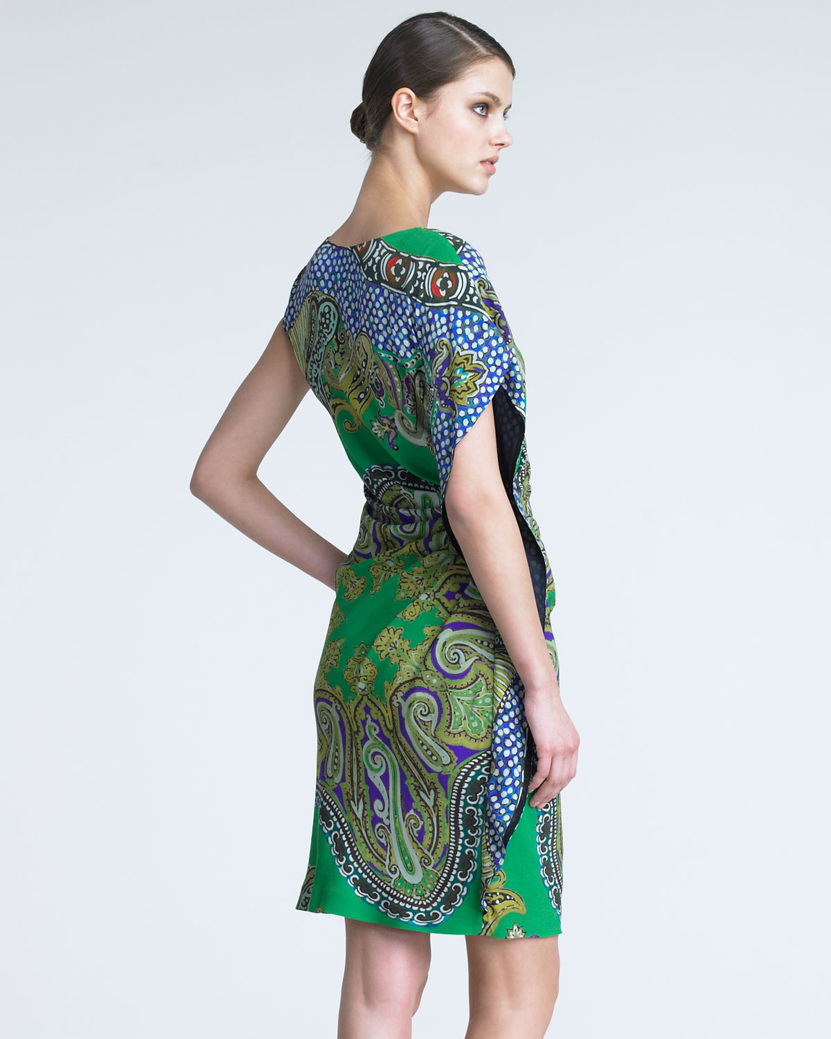 Etro Womens Asymmetric Paisley Dress In Green Lyst