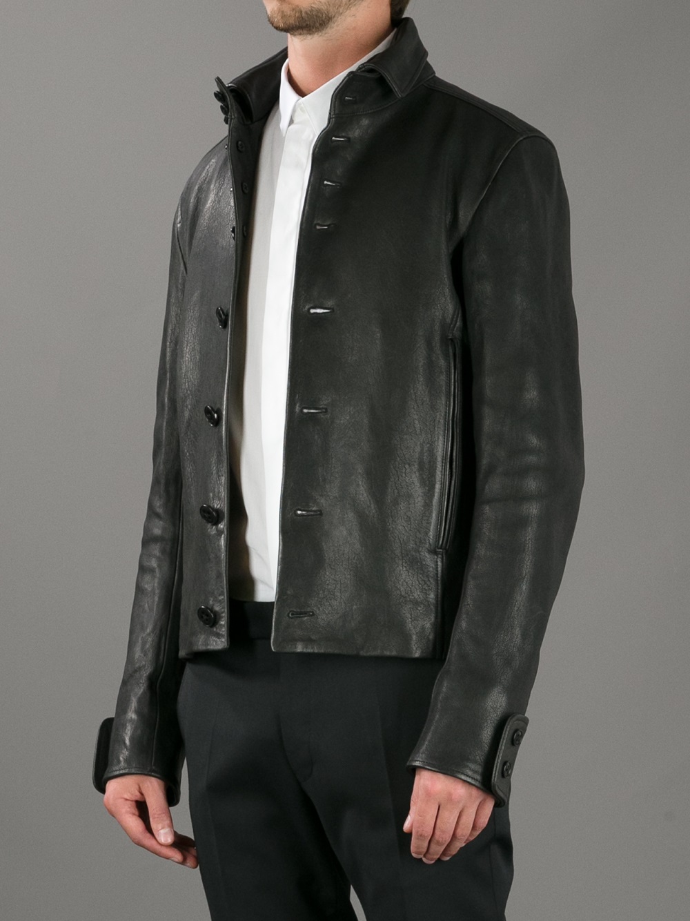 Ann Demeulemeester Shark Skin Jacket in Black for Men - Lyst