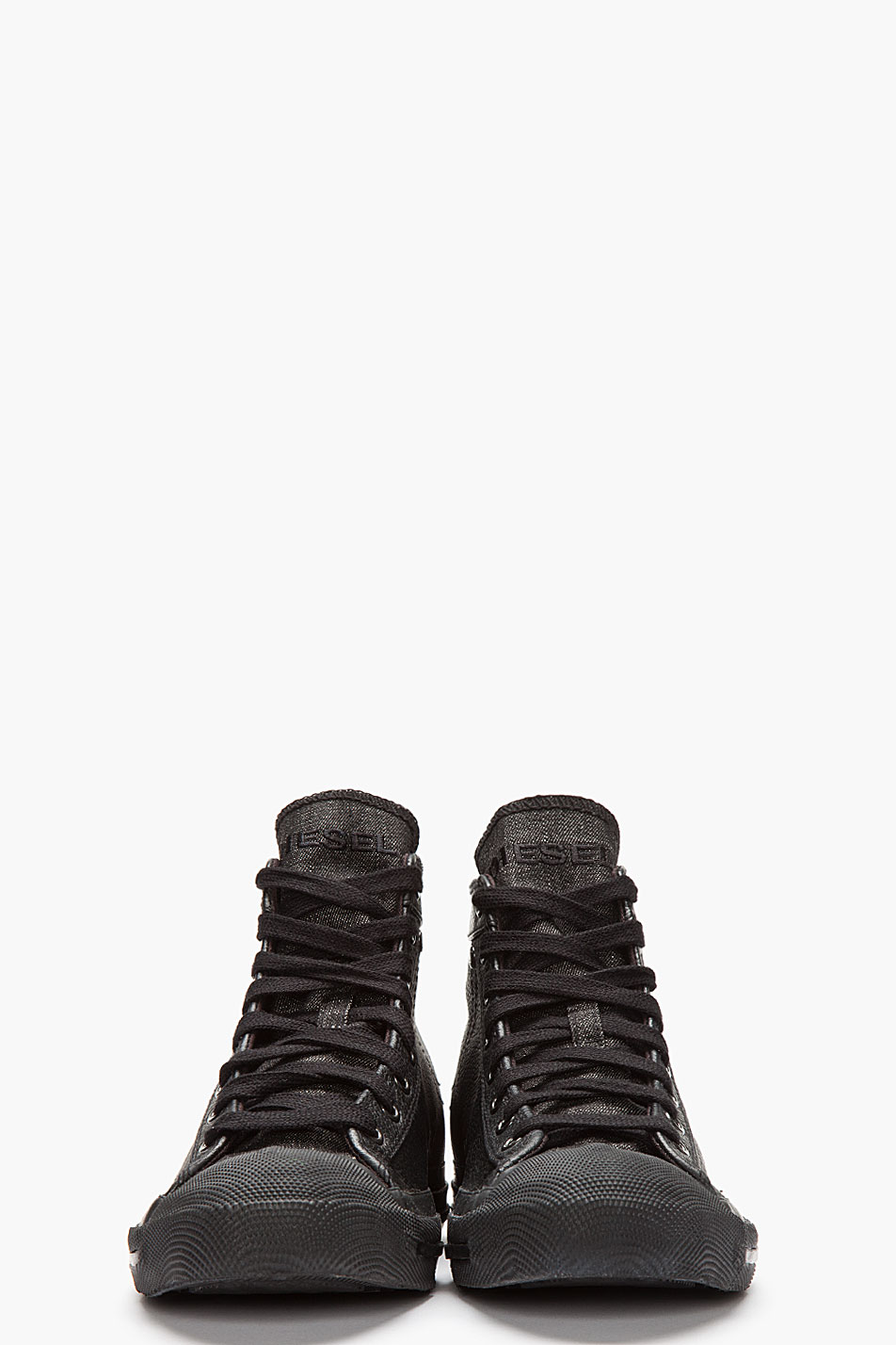 DIESEL Black Leather Exposure High-top Sneakers for Men | Lyst