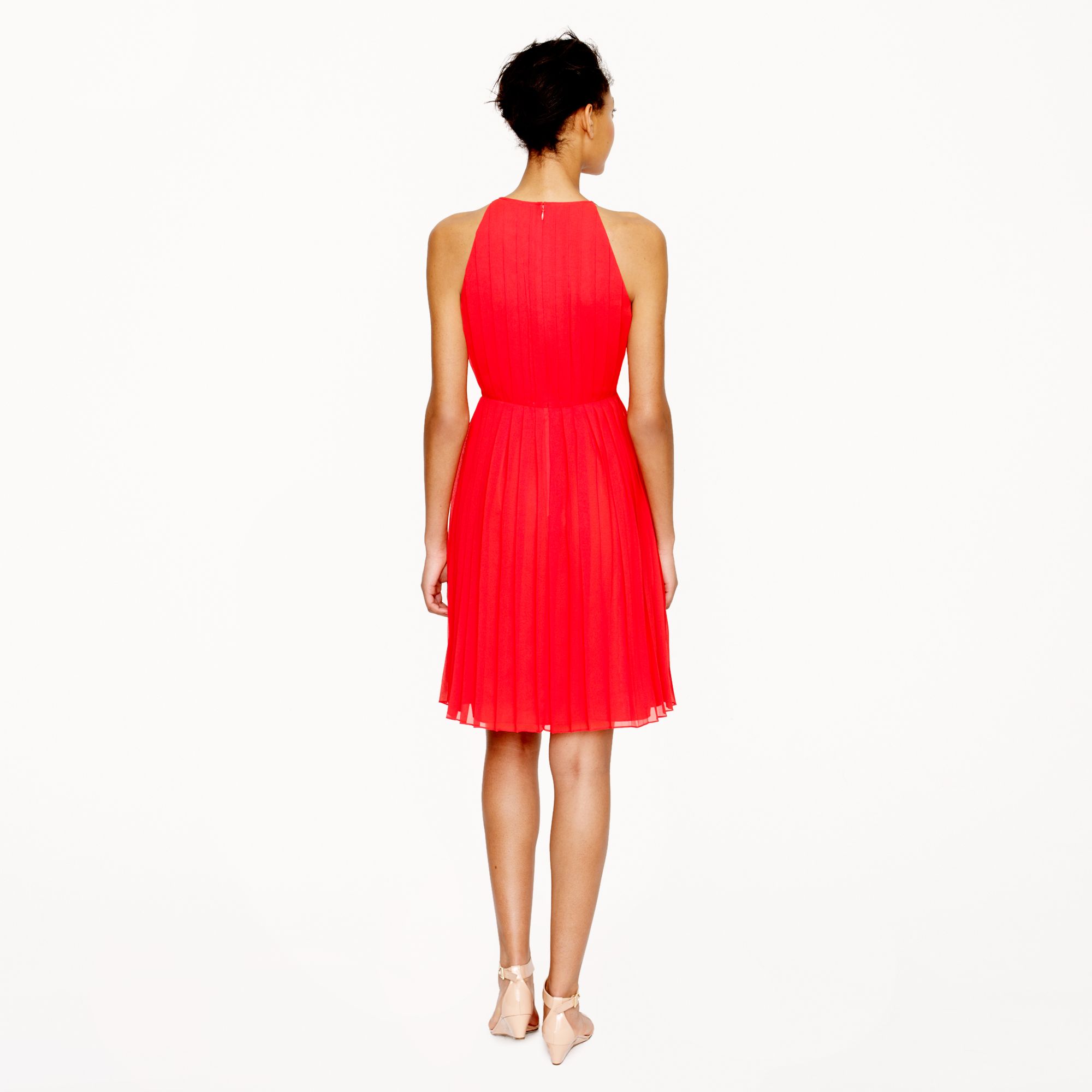 Jcrew Pleated Chiffon Dress In Red Belvedere Red Lyst