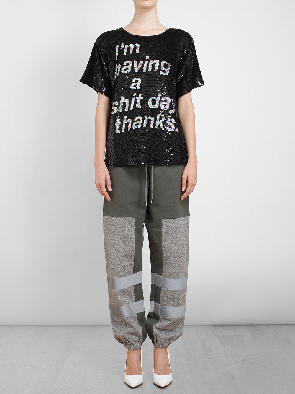 Ashish Shit Day Sequin T-shirt in Black - Lyst