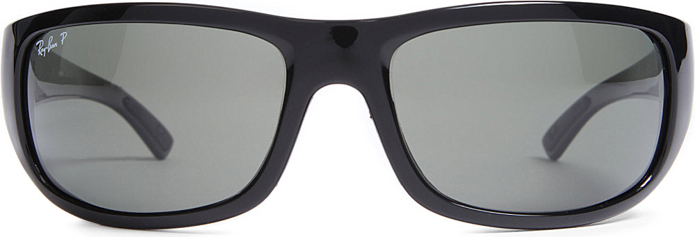 Ray-Ban Polarized Wraparound Sunglasses in Black for Men - Lyst