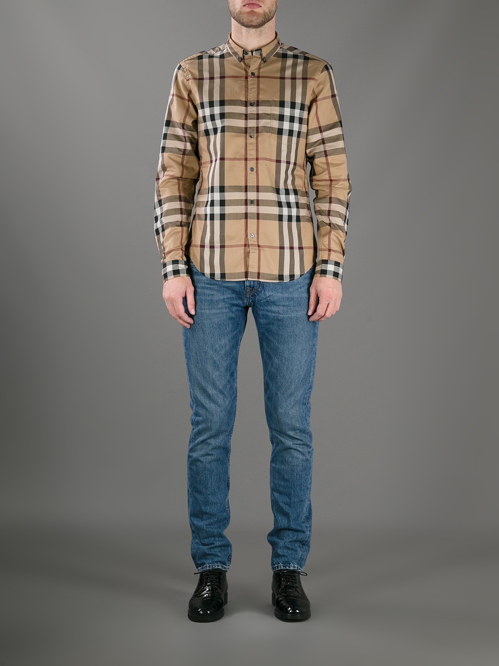 Burberry Brit Cotton Checked Shirt in Beige (Natural) for Men - Lyst