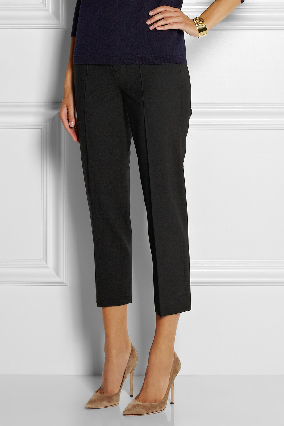J Crew Eaton Cropped Stretch Wool Pants In Black Lyst