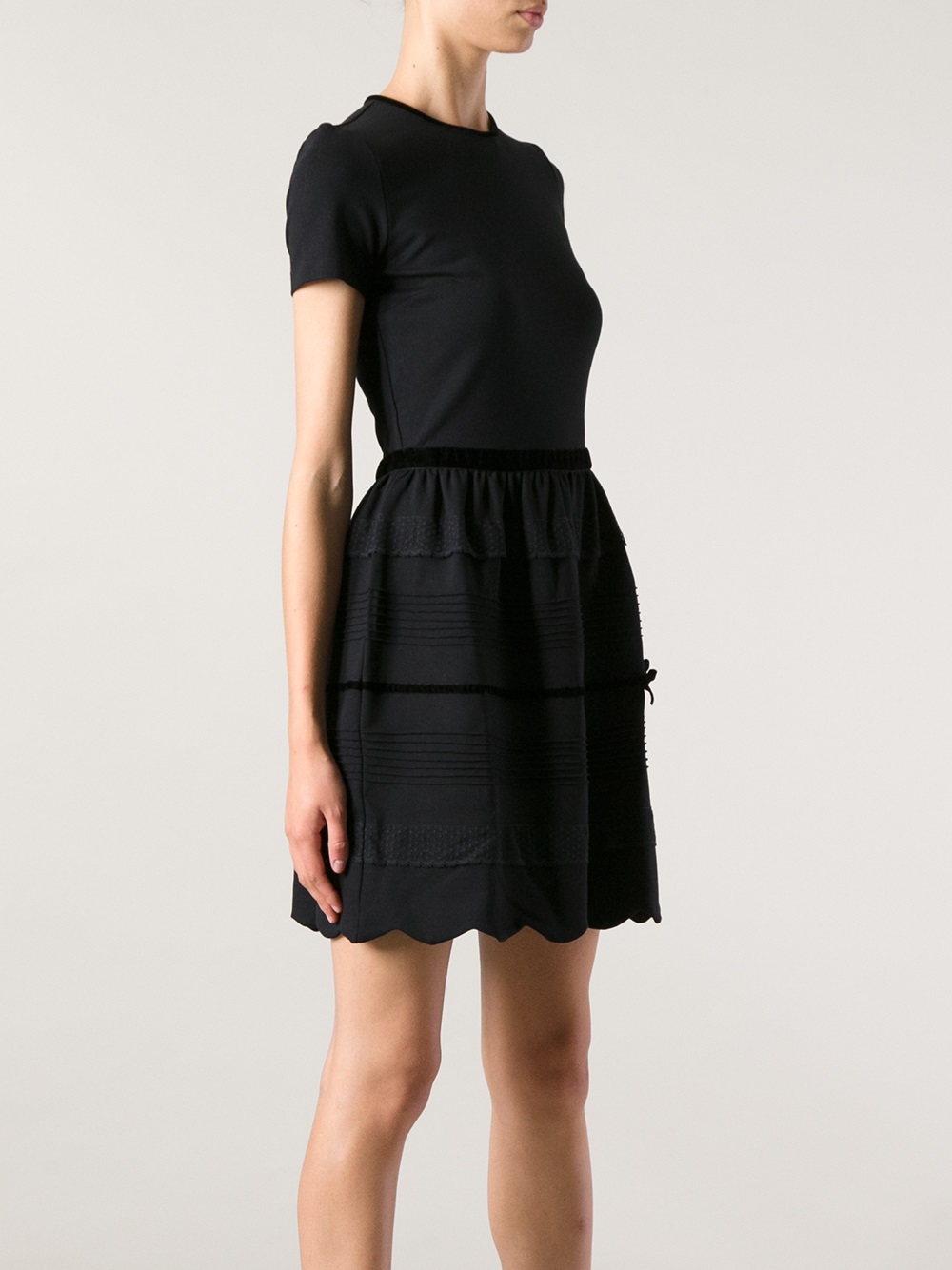 Red Valentino Flared Jersey Dress In Black Lyst