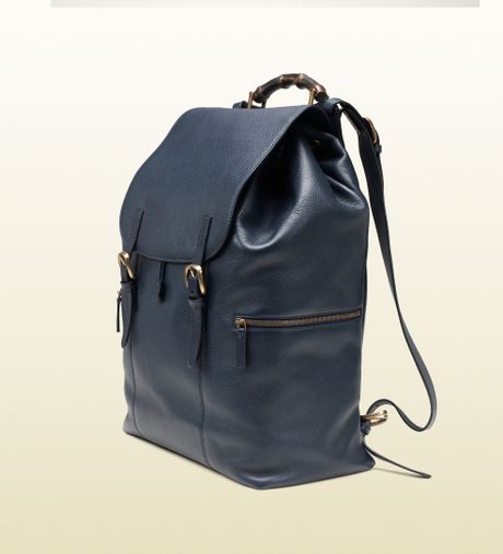 Gucci Blue Leather Backpack in Blue for Men | Lyst
