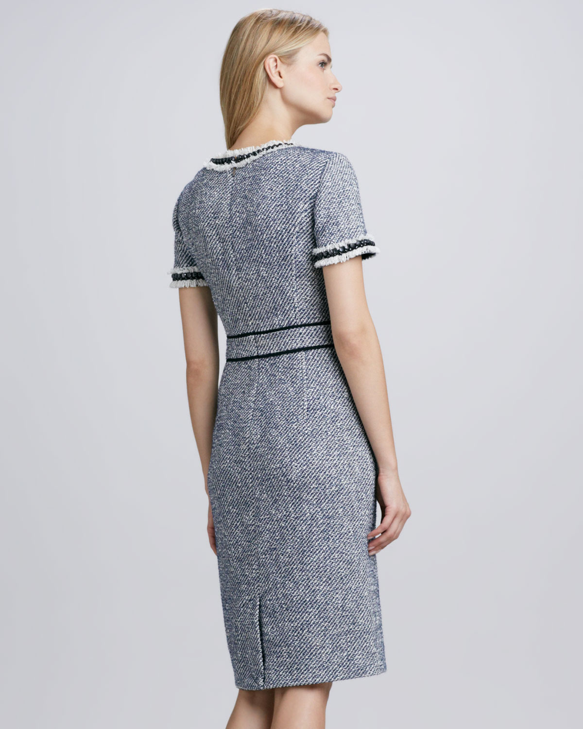 Lyst - Tory Burch Rosemary Fitted Tweed Dress in Blue