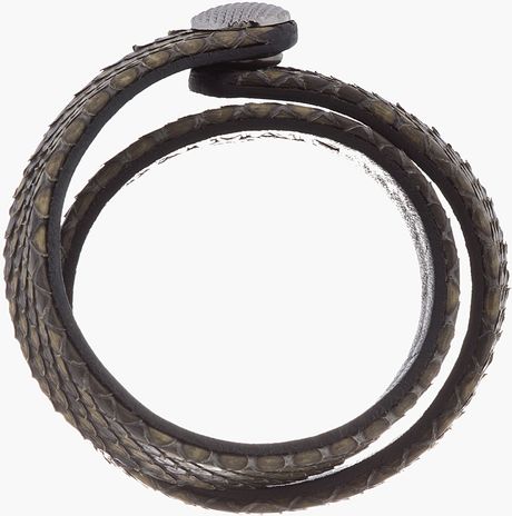 Balmain Green Python Skin Bracelet in Brown for Men (green) | Lyst