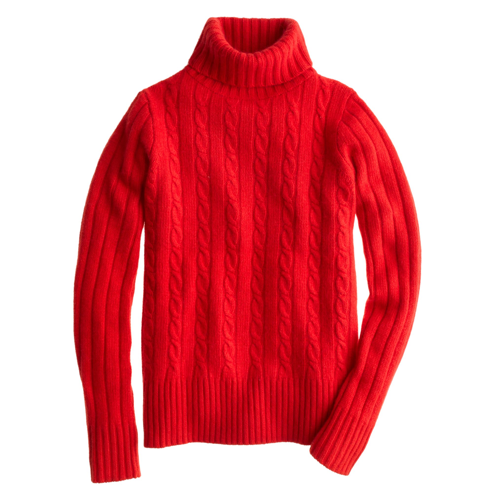 J Crew Preorder Cambridge Cable Chunky Turtleneck Sweater In Red Lyst