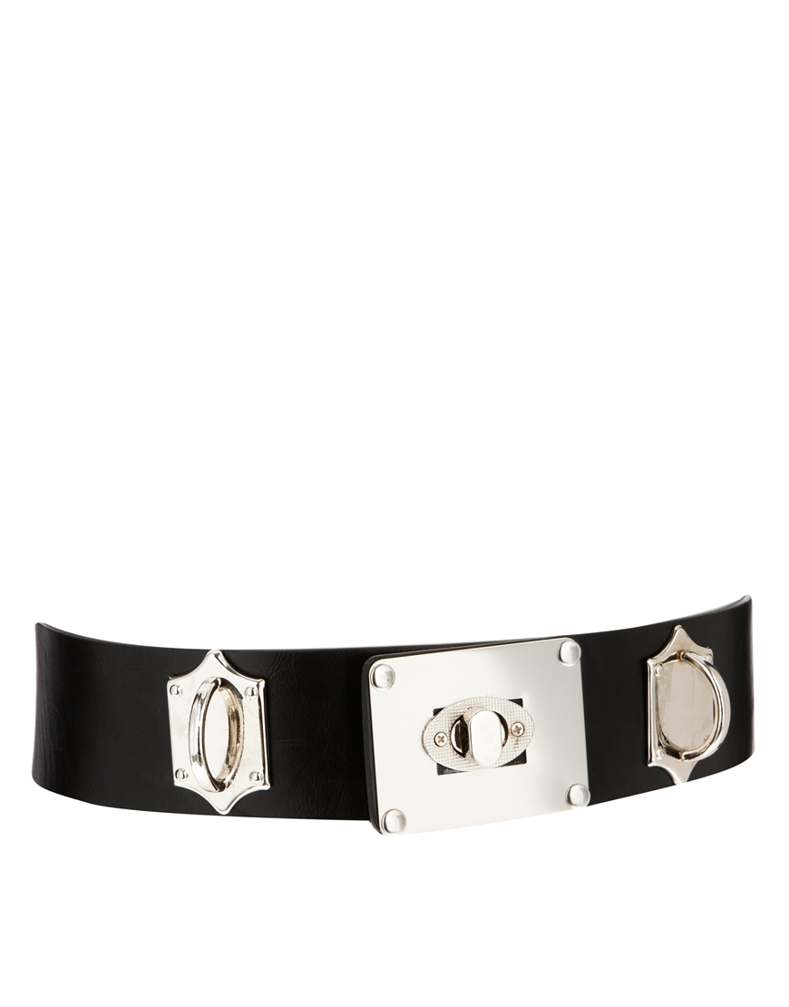 Lyst - Asos Push Lock Waist Belt in Black