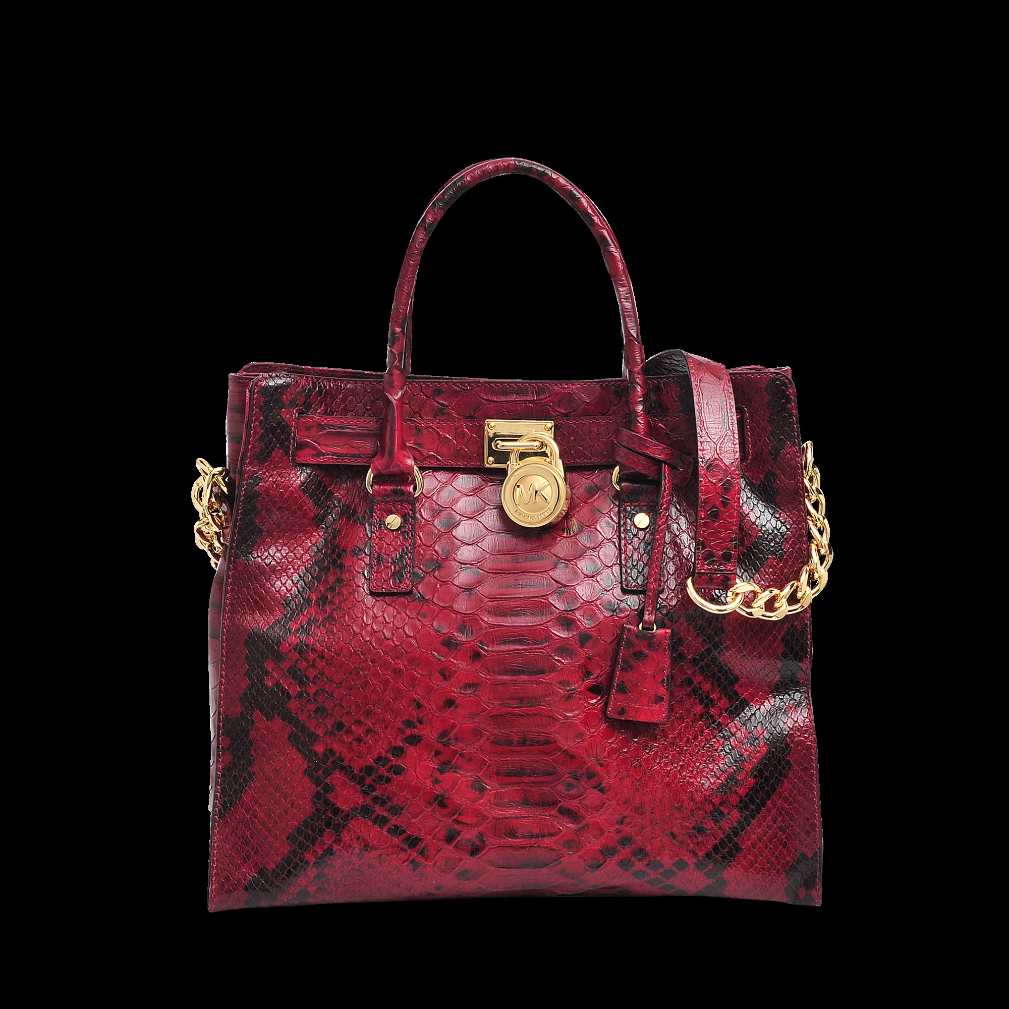 Michael Kors Hamilton Large Python Print Bag in Red (burgundy) | Lyst