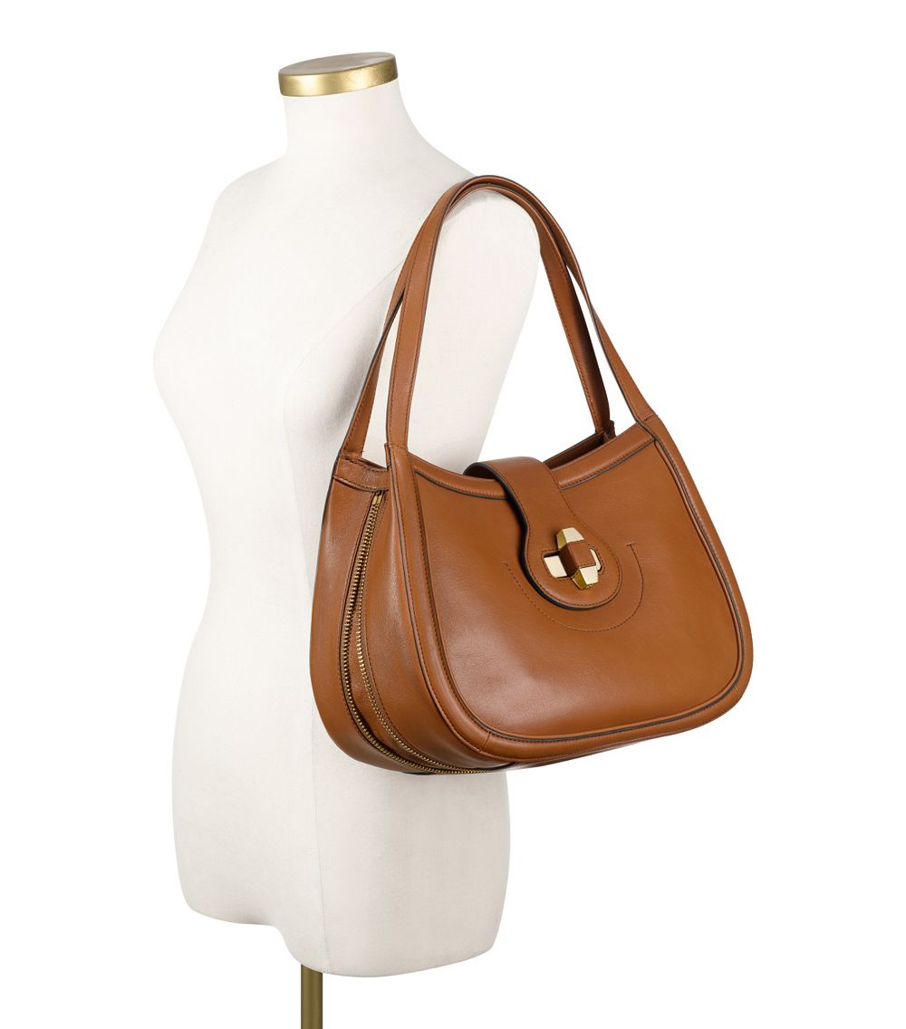 Tory Burch Mcgraw Extra Large Leather Hobo Bag Brown | Paul Smith