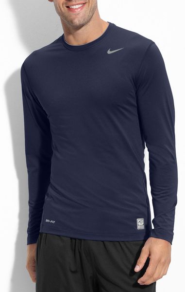 Nike Pro Combat Drifit Fitted Shirt in Blue for Men (Obsidian) | Lyst