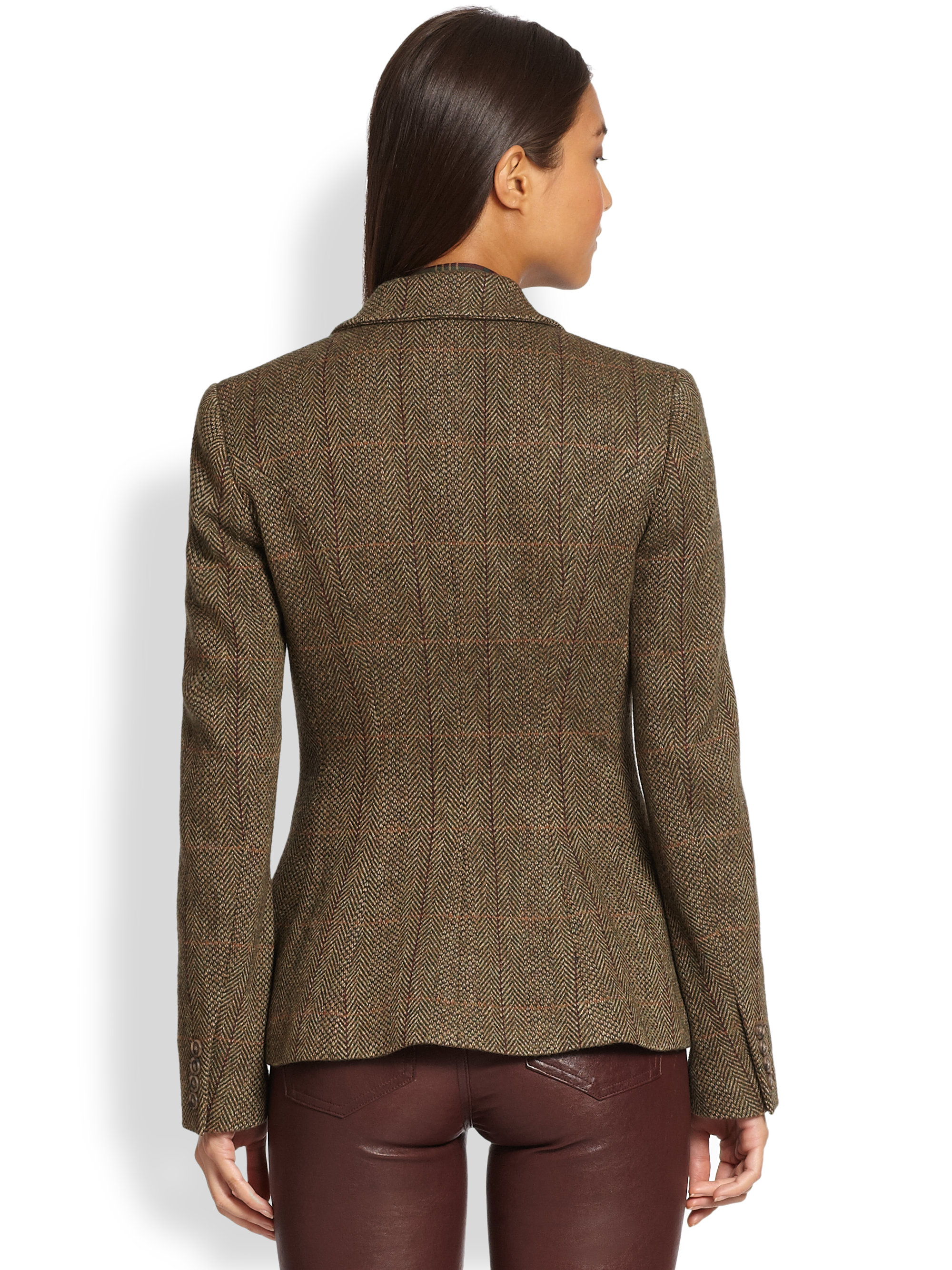 Lyst - Ralph Lauren Blue Label Tweed Blazer in Brown