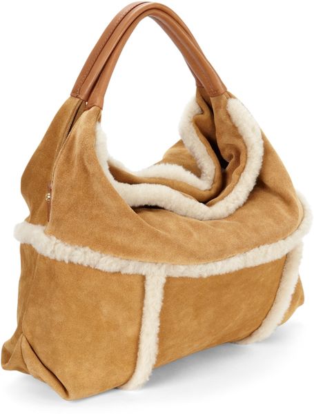 Ugg Ugg Australia Quinn Suede Shearling Hobo Bag in Brown (chestnut) | Lyst