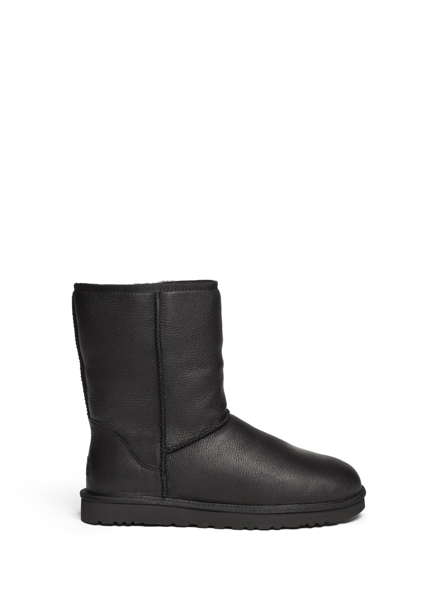 Lyst Ugg Classic Short Leather Boots In Black For Men