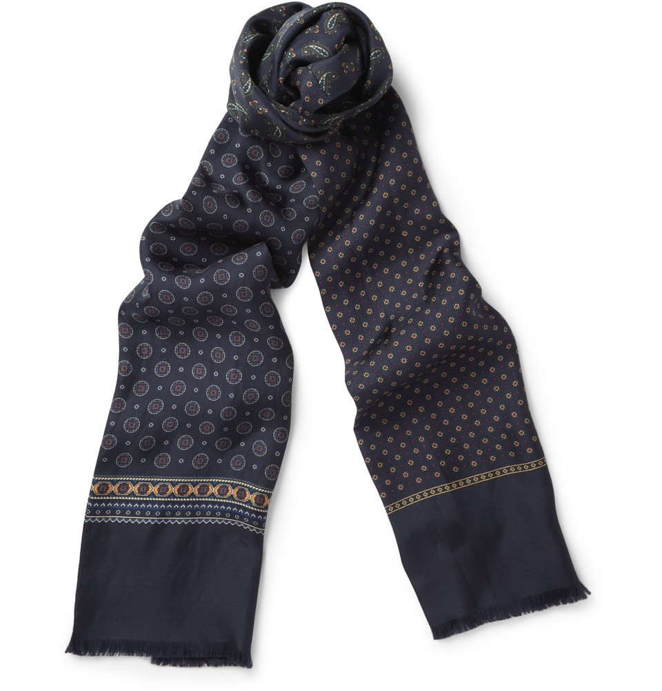 Sale > blue patterned scarf > in stock