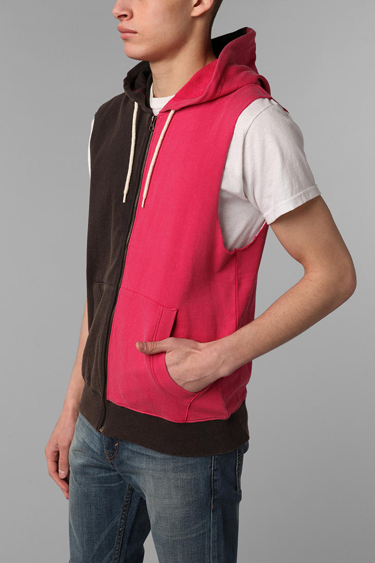 Lyst Urban Outfitters Bdg Acidwash Cutoff Colorblock Zipup Hoodie