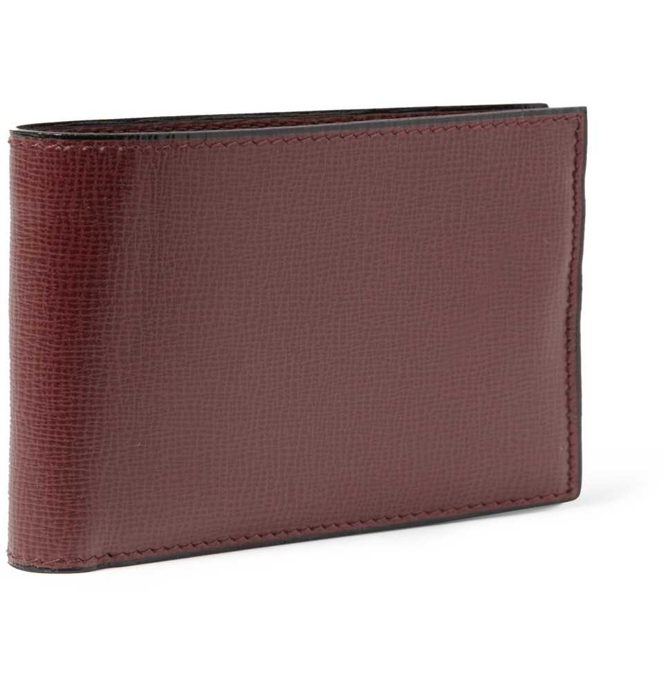 Valextra Crossgrain Leather Billfold Wallet in Red for Men | Lyst