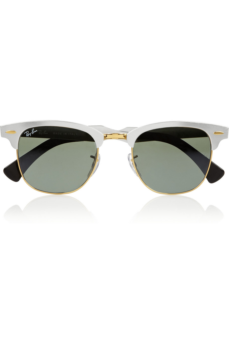 Ray Ban Clubmaster Dframe Mirrored Aluminum Sunglasses In Silver