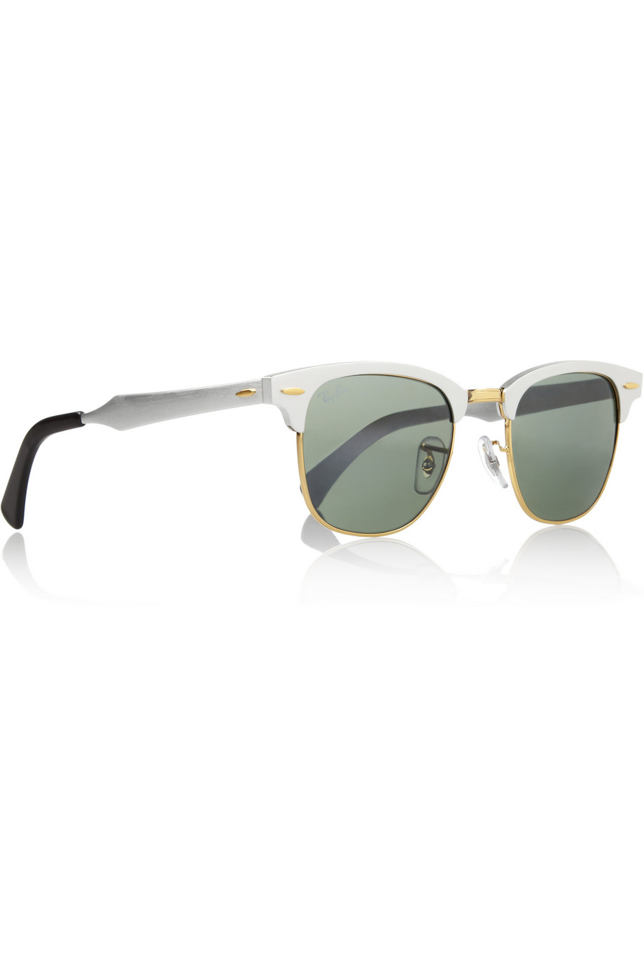 Ray Ban Clubmaster Dframe Mirrored Aluminum Sunglasses In Silver