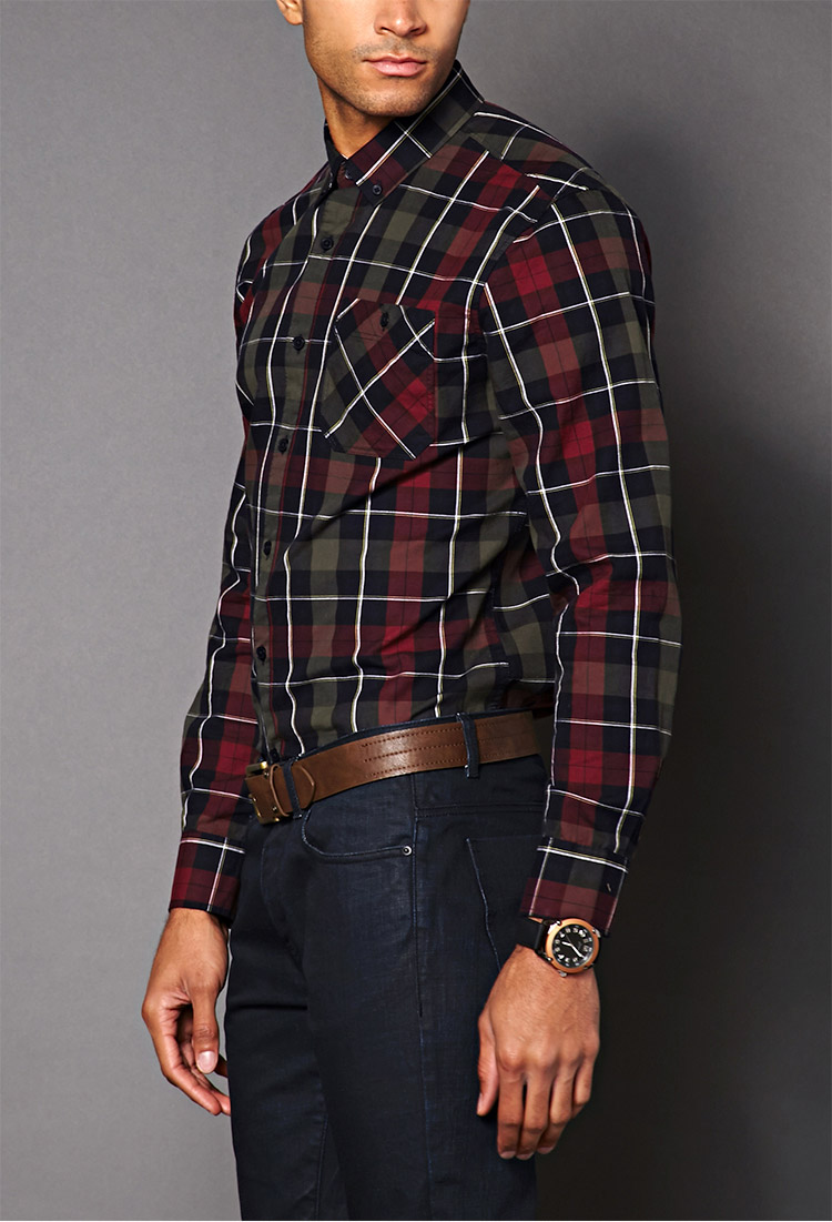 Lyst - Forever 21 Tartan Plaid Shirt in Red for Men