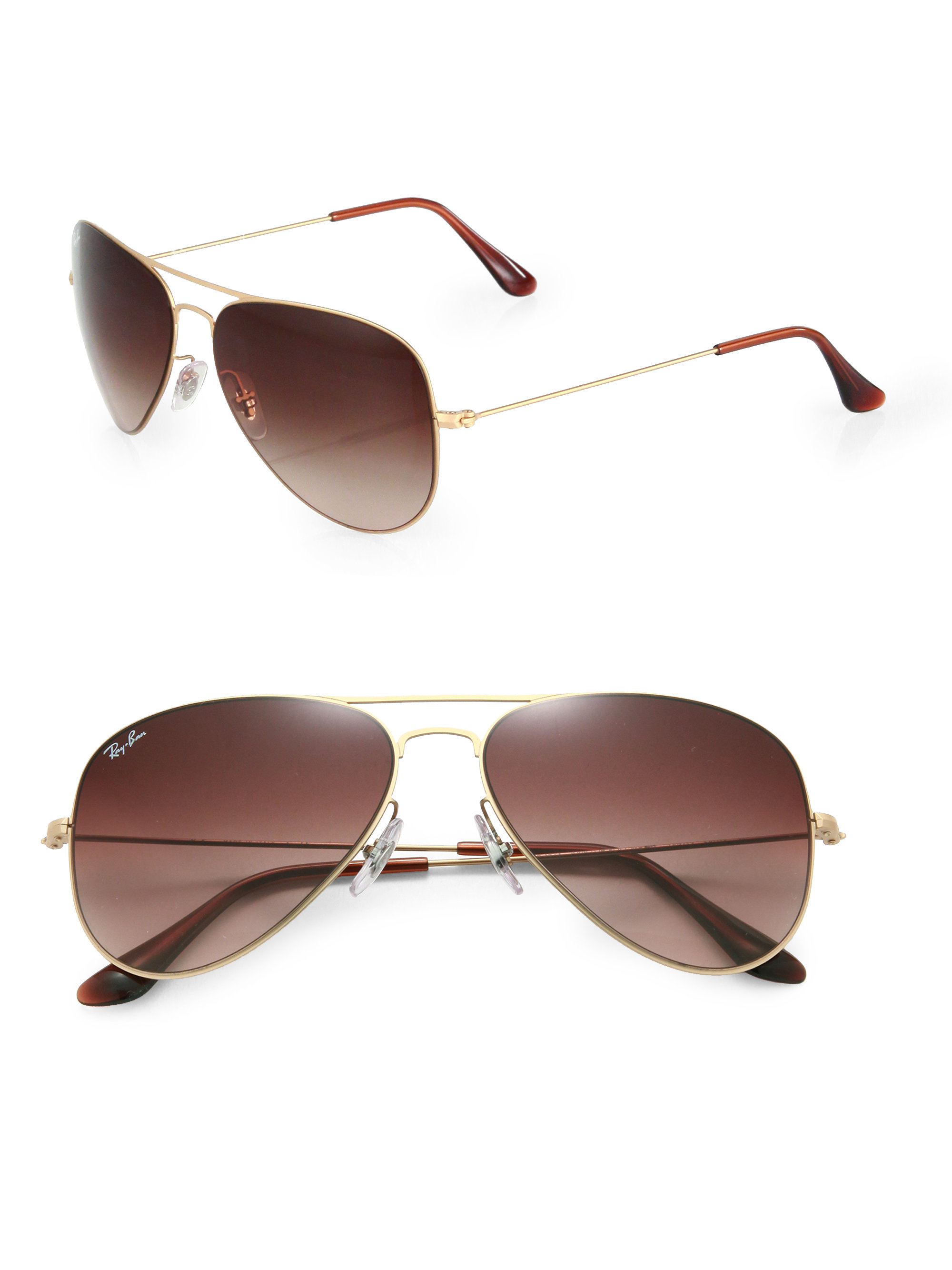 Ray Ban Aviator Sunglasses In Gold Brown Lyst