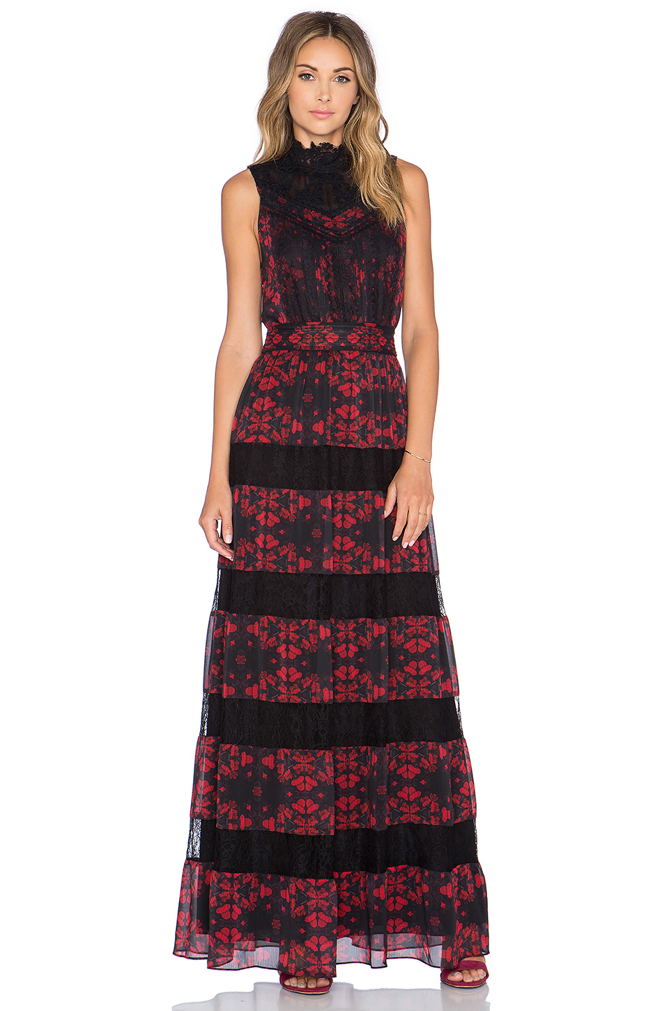 Alice Olivia Briella Lace Maxi Dress In Red Lyst