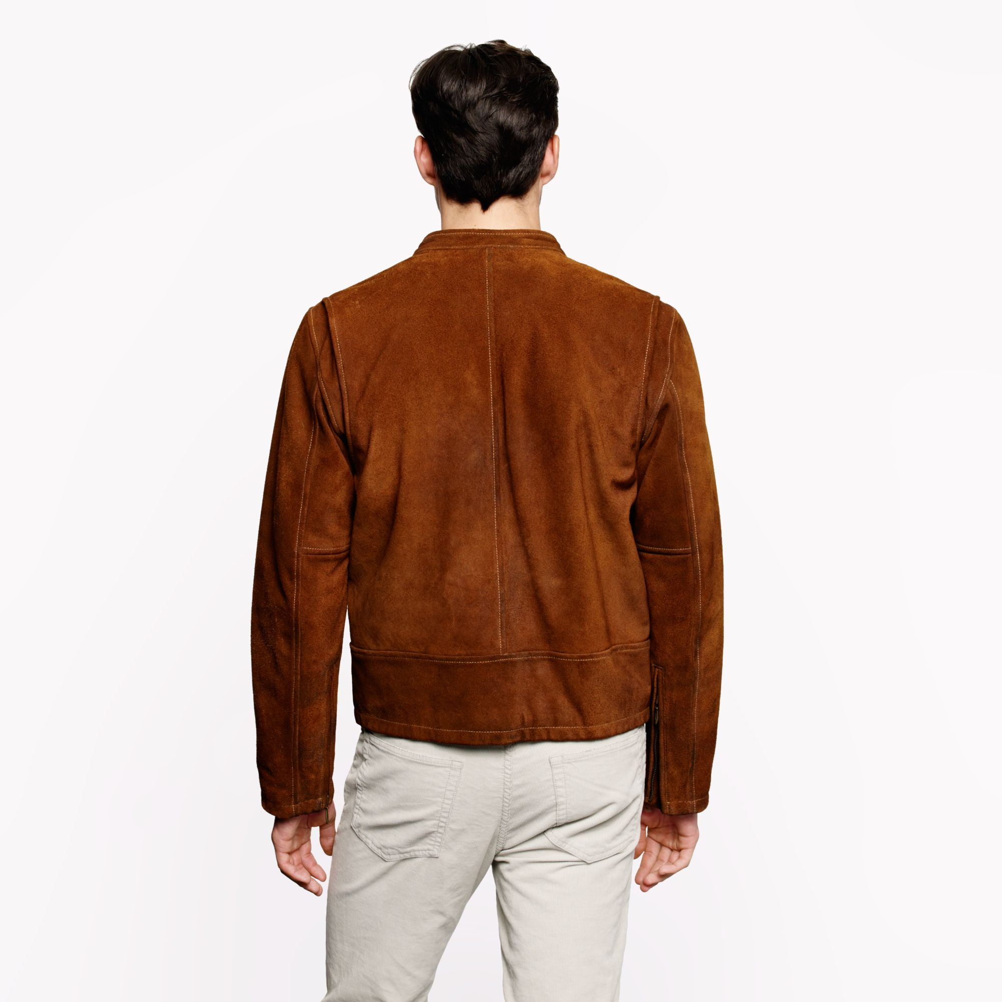 J.Crew Suede Racer Jacket in Brown for Men - Lyst