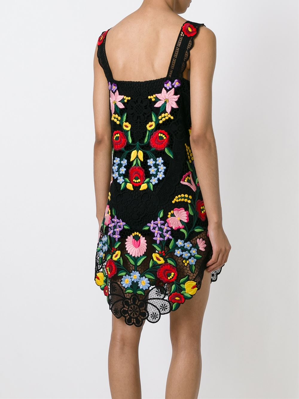 Dolce And Gabbana Floral Embroidered Crochet Dress In Black Lyst